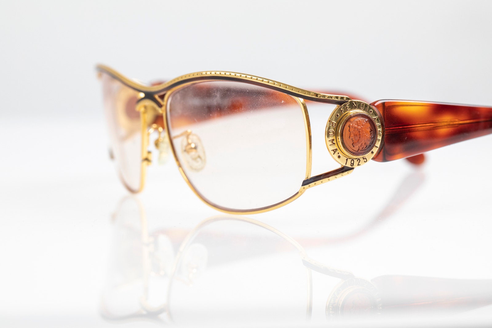 Gold Vintage Fendi eyeglasses sunglasses tortoise shell