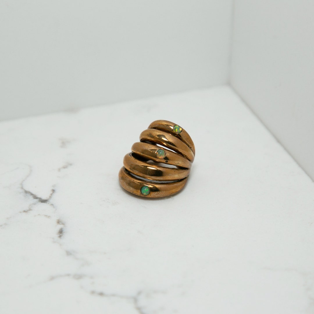 Bronze Ear Cuff With Three Opals - Etsy