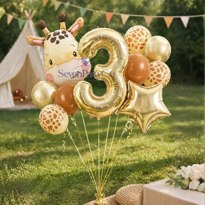 Giraffe Balloon Set With Any Number, Safari Birthday Party Decorations ...