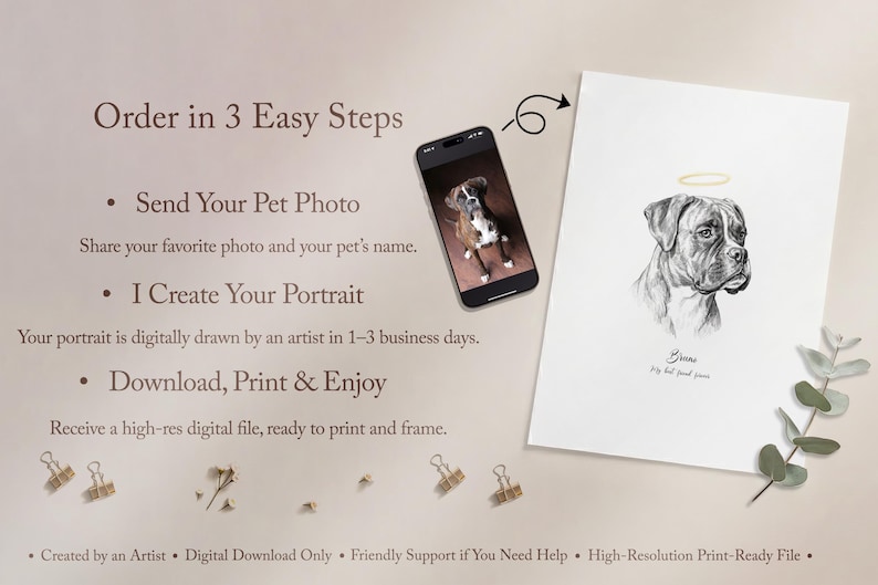 Custom Pet Memorial Portrait, Minimalist Dog Halo Drawing, Personalized ...