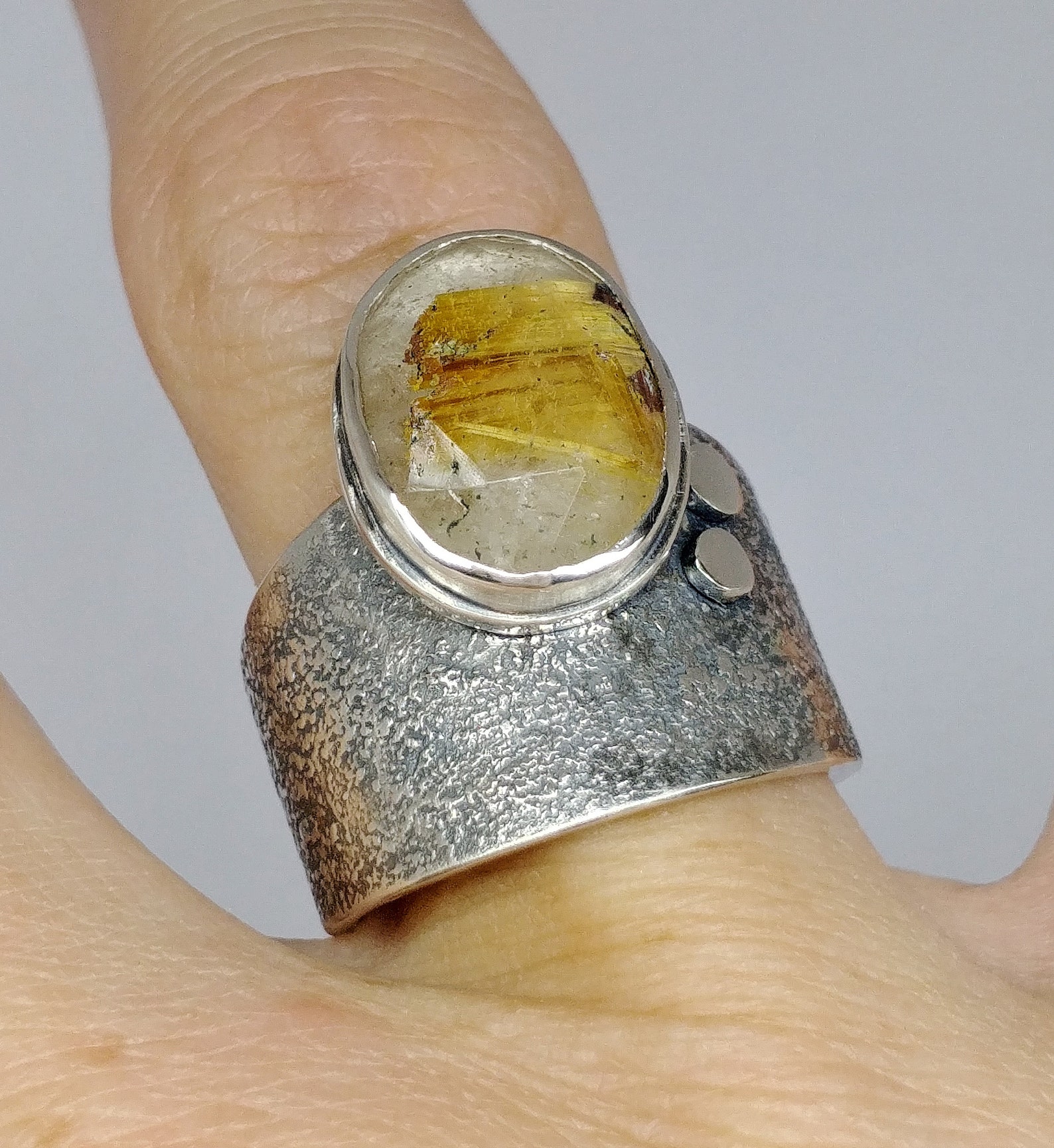 Rutilated quartz sterling silver ring. Natural quartz in | Etsy
