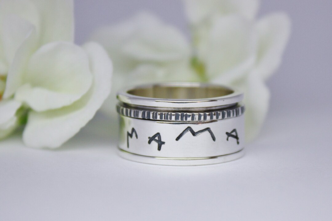 Personalized Spinner Ring. Actual Handwriting Spin Ring. Sterling ...