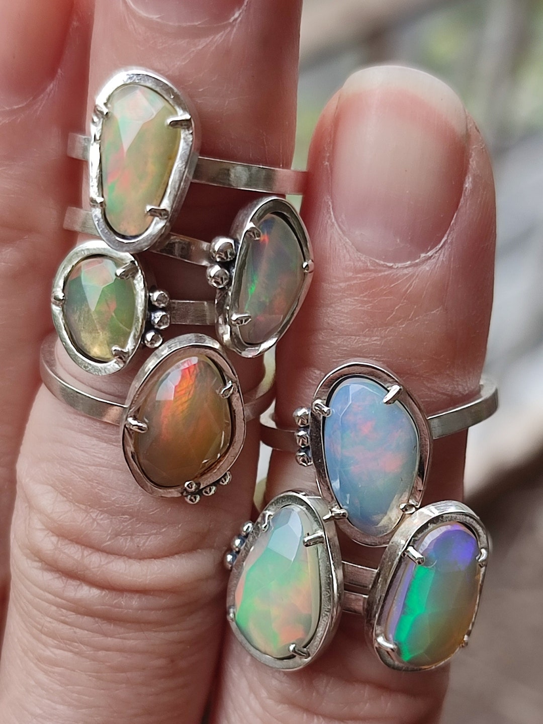 Opal Ring, Sterling Silver Opal Ring, Ethiopian Opal Ring, Welo Opal ...
