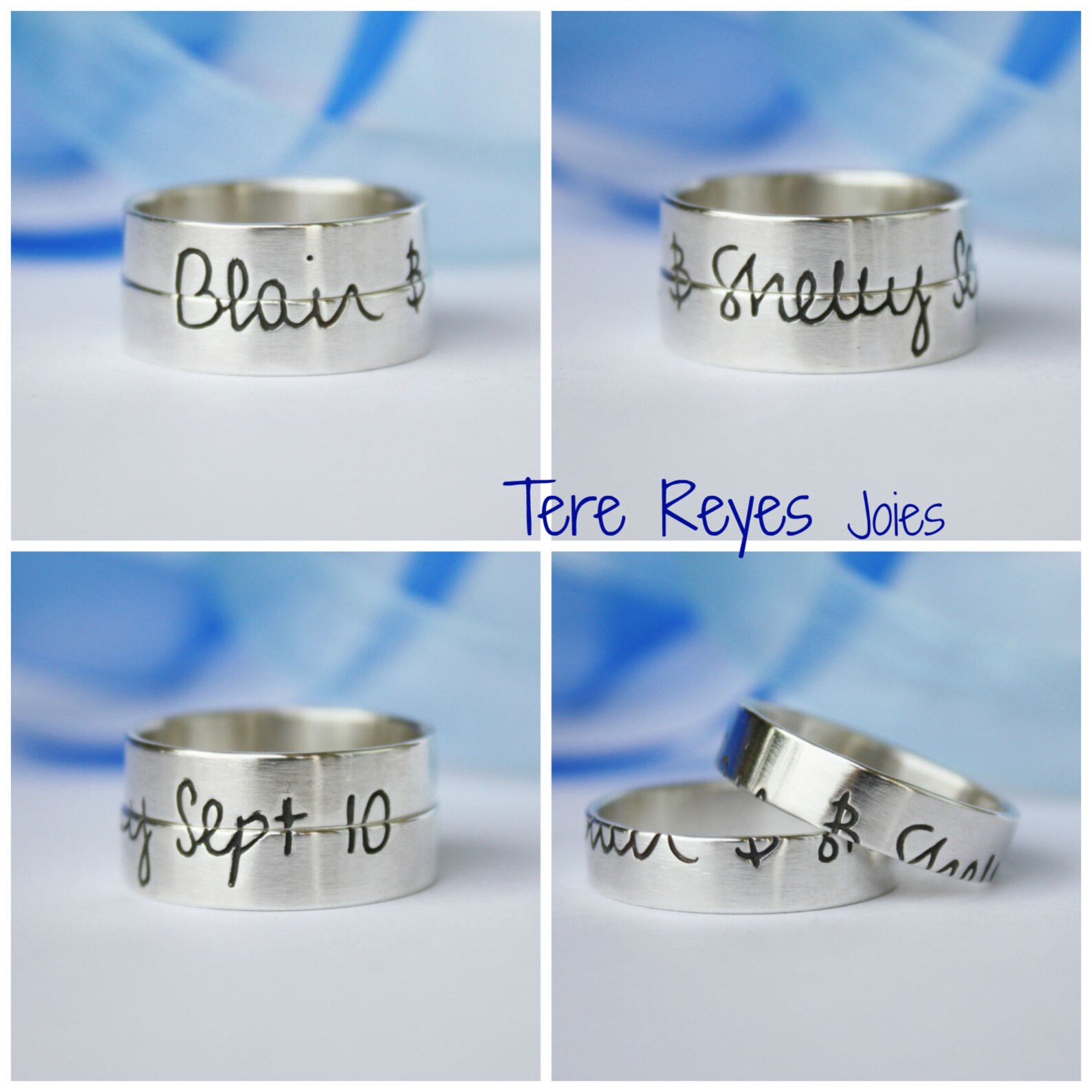 WEDDING BAND SET. Handwriting. Custom Wedding Ring Set. Couple | Etsy