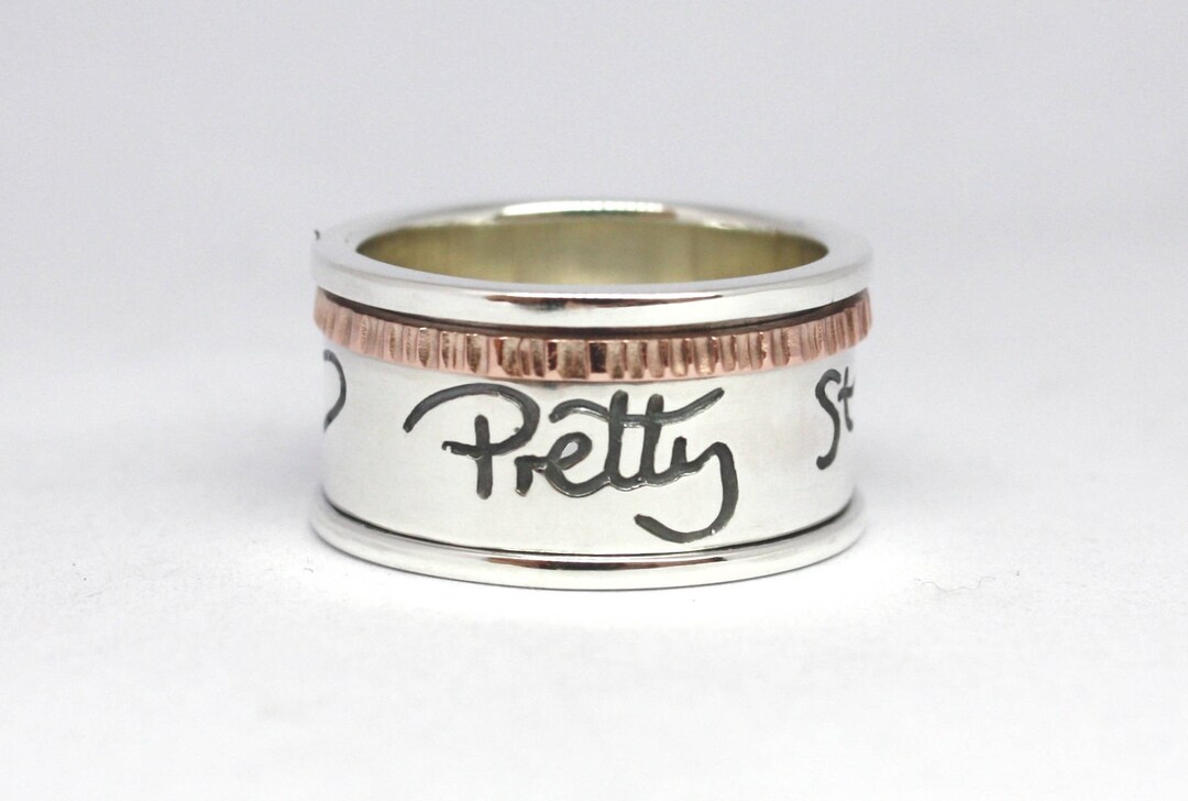 Handwriting Spinner Ring. Personalized Spinner Ring. Sterling Silver ...