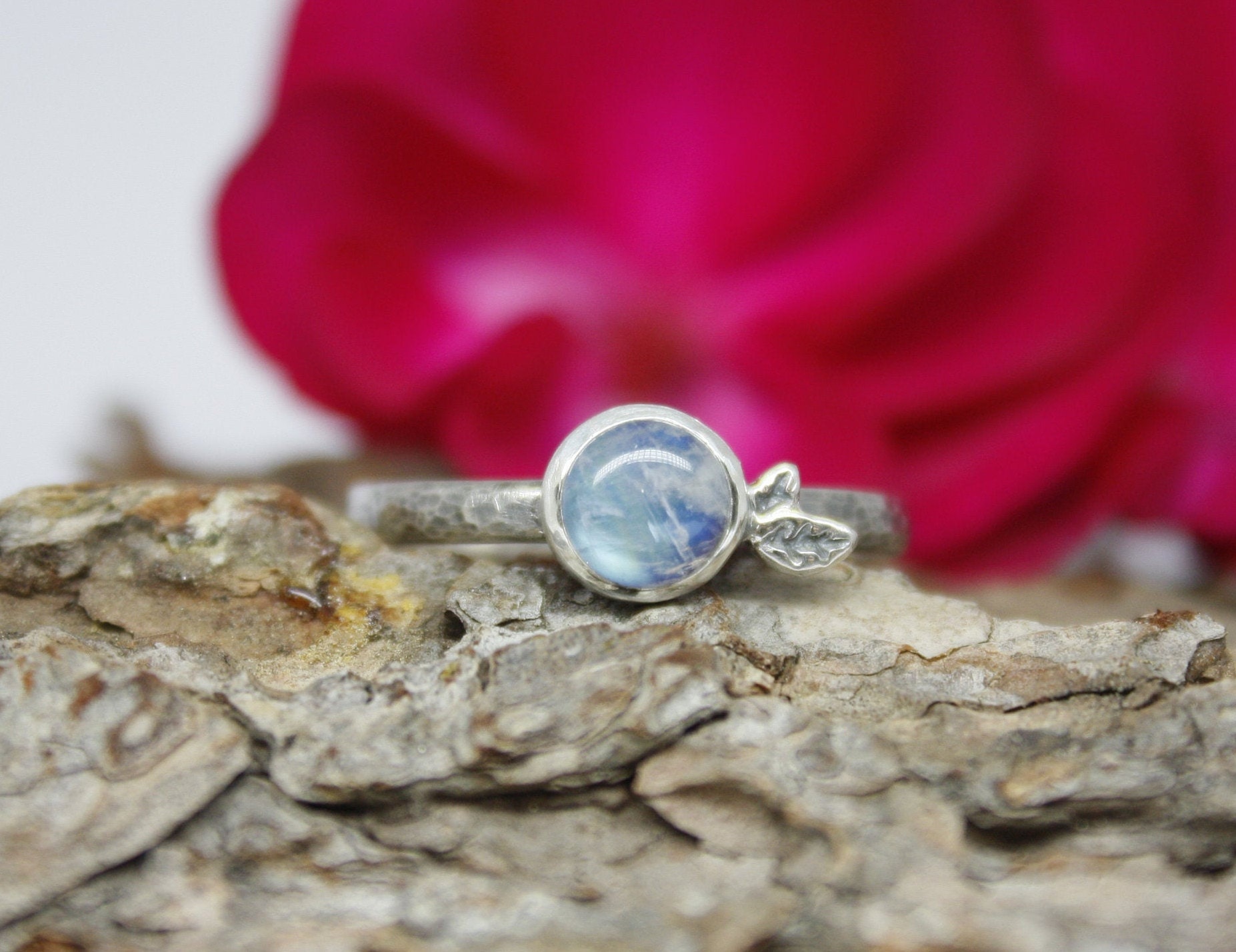 Rainbow Moonstone Stackable Ring Moonstone Silver Ring | Etsy