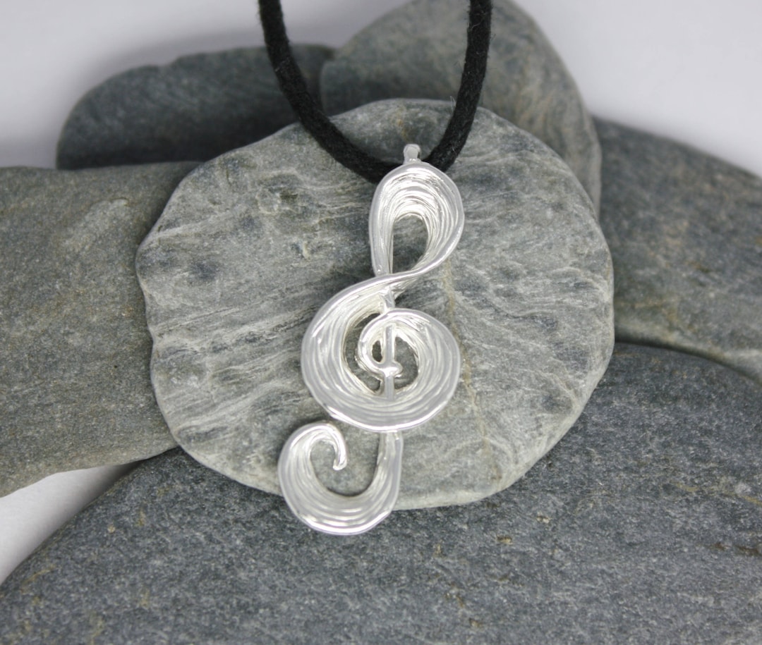 Treble Clef Necklace, Sterling Silver Treble Clef Necklace, Sterling ...