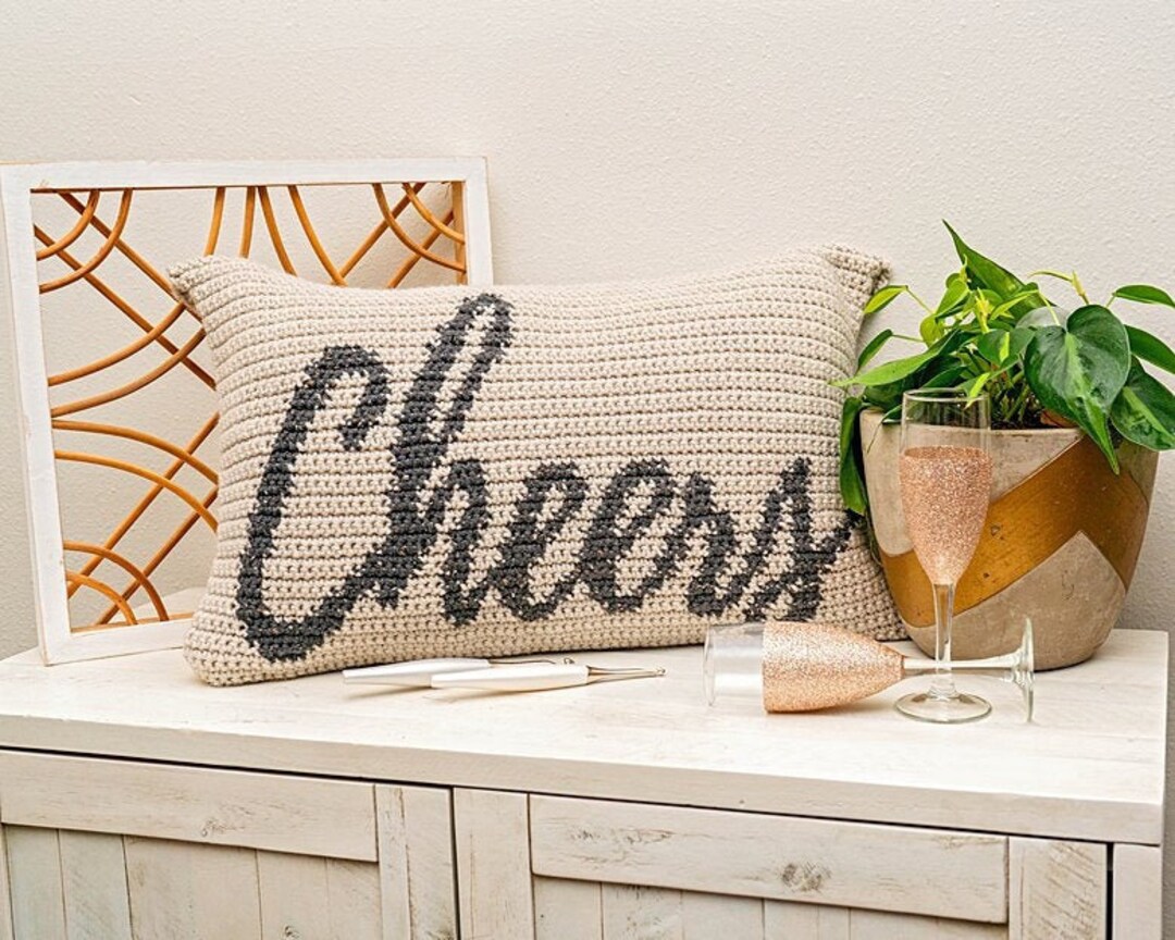 Cheers Crochet Pillow Cover Pattern, Instant Download PDF Pattern ...