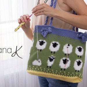 CROCHET PATTERN + VIDEO Crochet Sheep Lamb Pattern Project Bag Purse ...