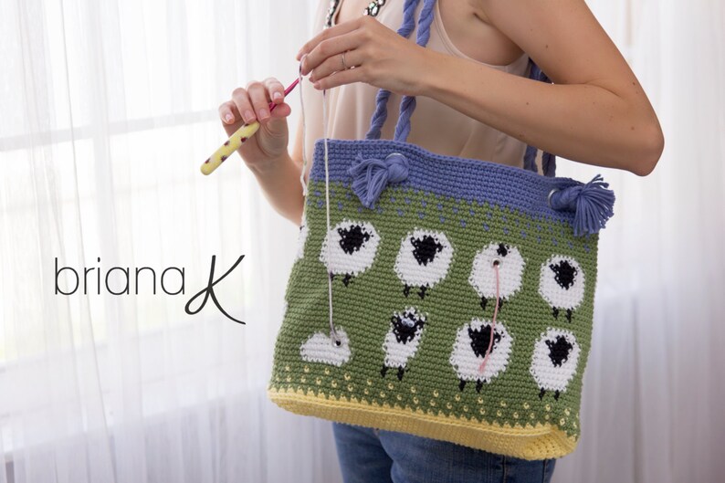 CROCHET PATTERN + VIDEO Crochet Sheep Lamb Pattern Project Bag Purse ...