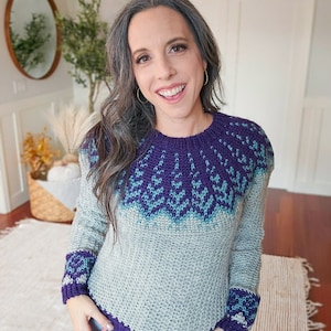 CROCHET PATTERN + VIDEO Cozy Fair Isle Pine Crochet Sweater Pattern With Charts, Xs-5x Sizes ...
