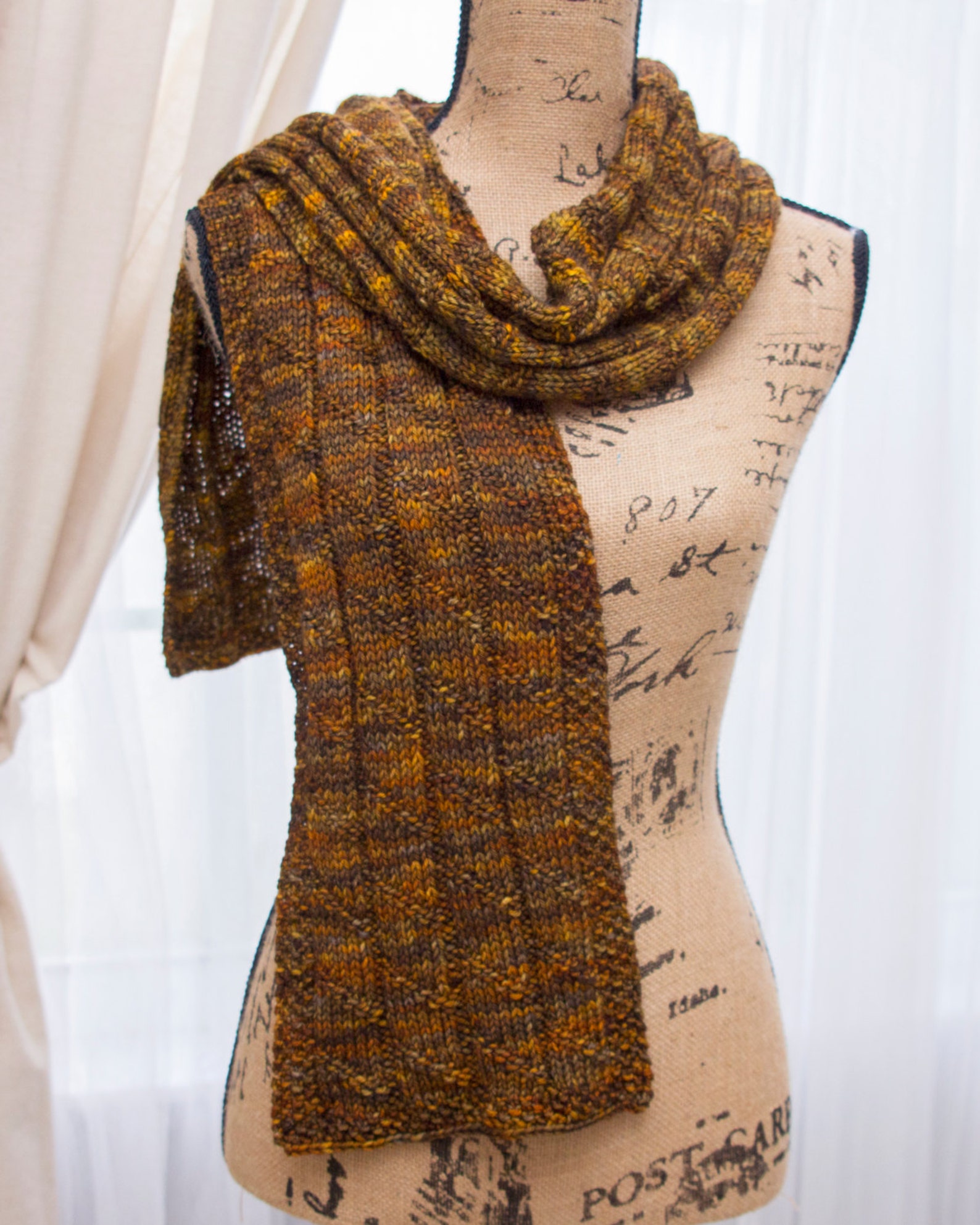 Knit Pattern Rust Scarf in 3 Size Options Instant Download - Etsy