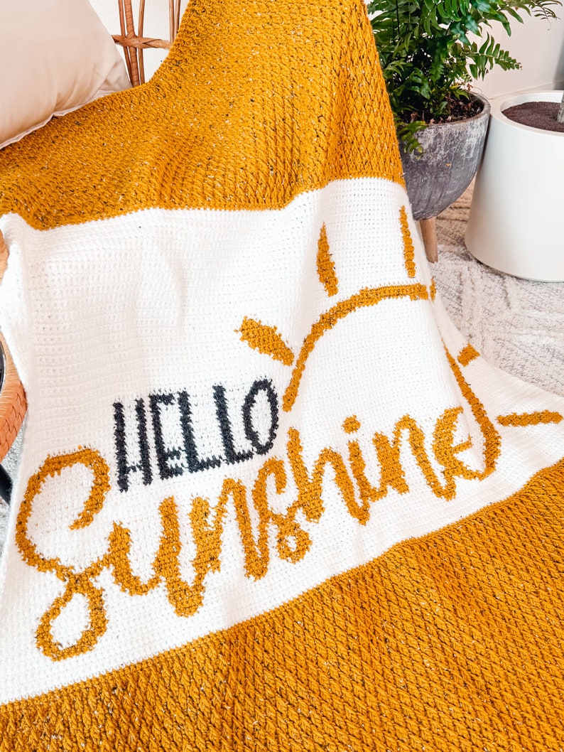 CROCHET PATTERN Hello Sunshine Crochet Blanket & Pillow Pattern. Turn a ...