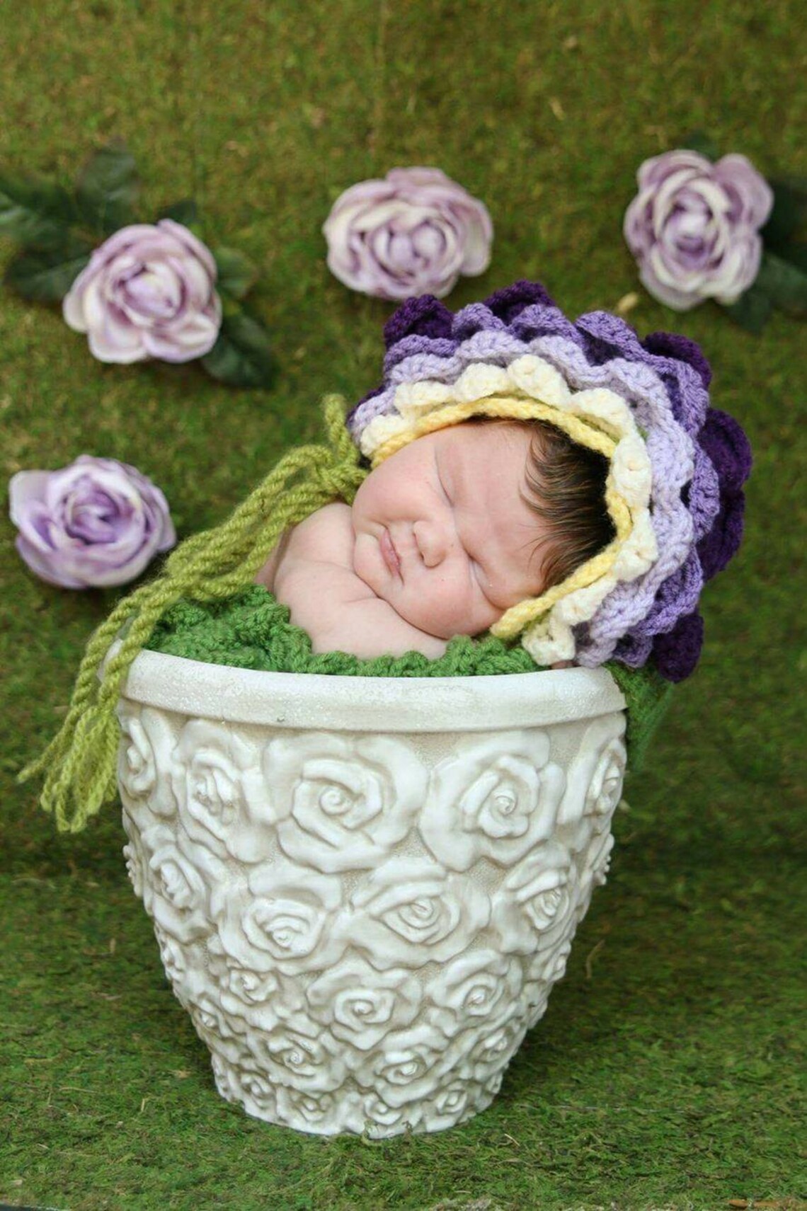Flower Bonnet Crochet PATTERN Instant Download Newborn to | Etsy