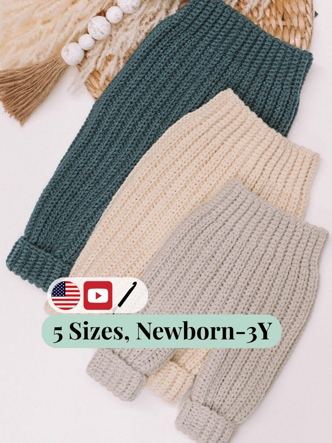 CROCHET PATTERN + VIDEO Easy Crochet Baby Pants Pattern + Video ...