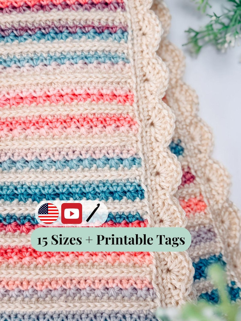 CROCHET PATTERN + VIDEO Striped Petal Loop Blanket | Textured Two-color ...