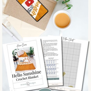CROCHET PATTERN Hello Sunshine Crochet Blanket & Pillow Pattern. Turn a ...