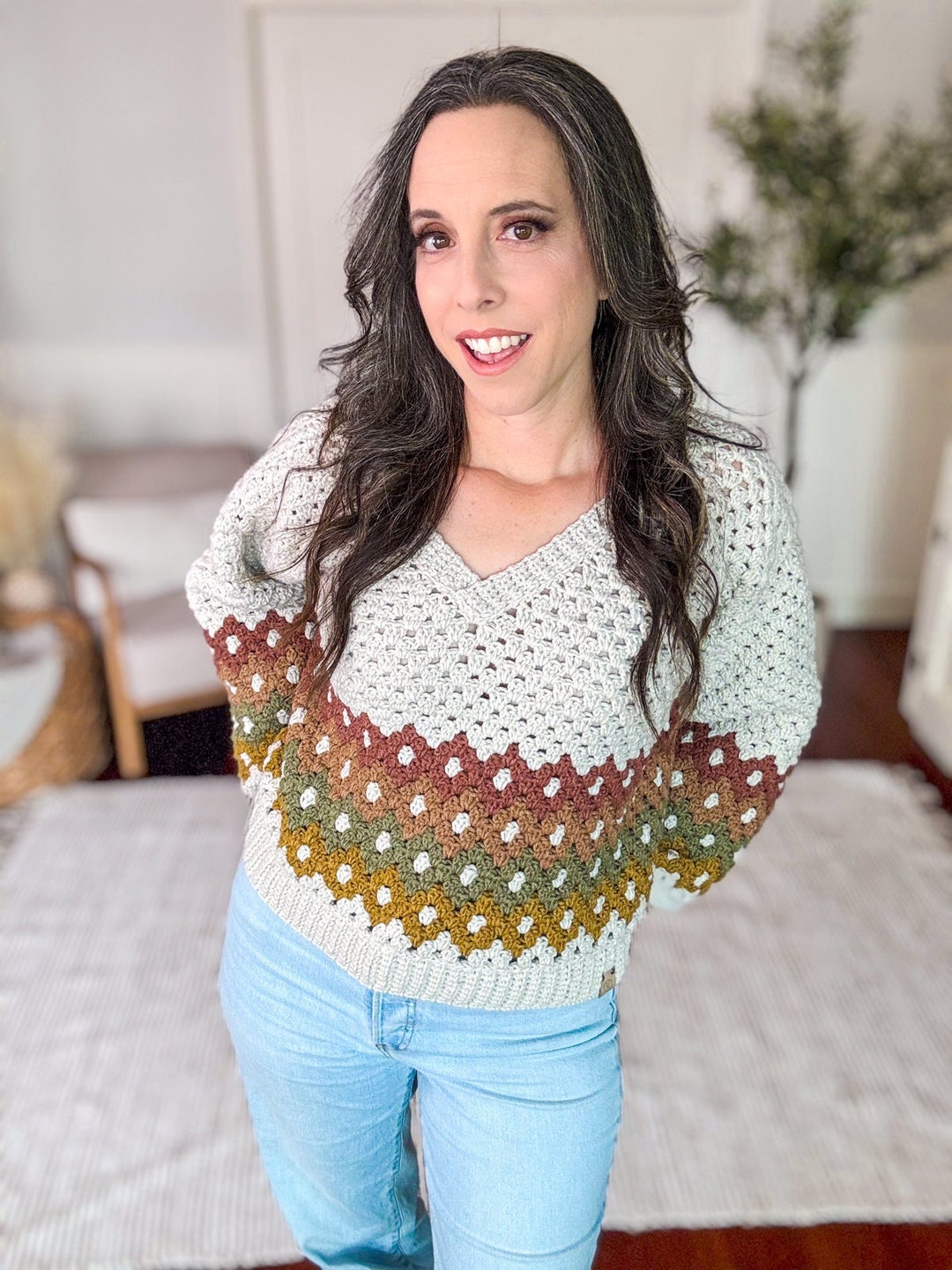 CROCHET PATTERN + VIDEO Shades of Diamonds Pullover Pattern, Easy ...