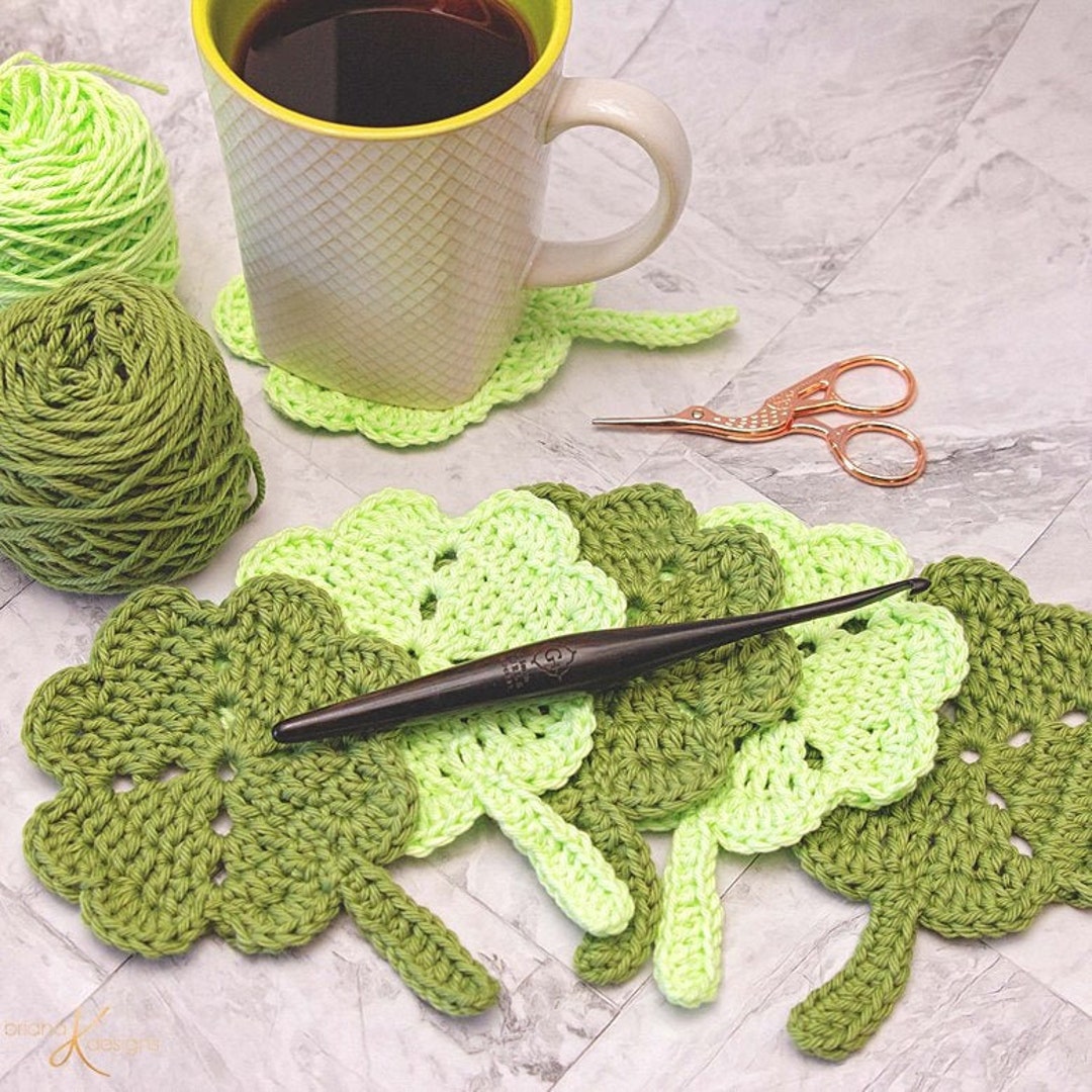 St. Patrick's Shamrock Crochet Coaster Home Decor, Instant Download PDF ...