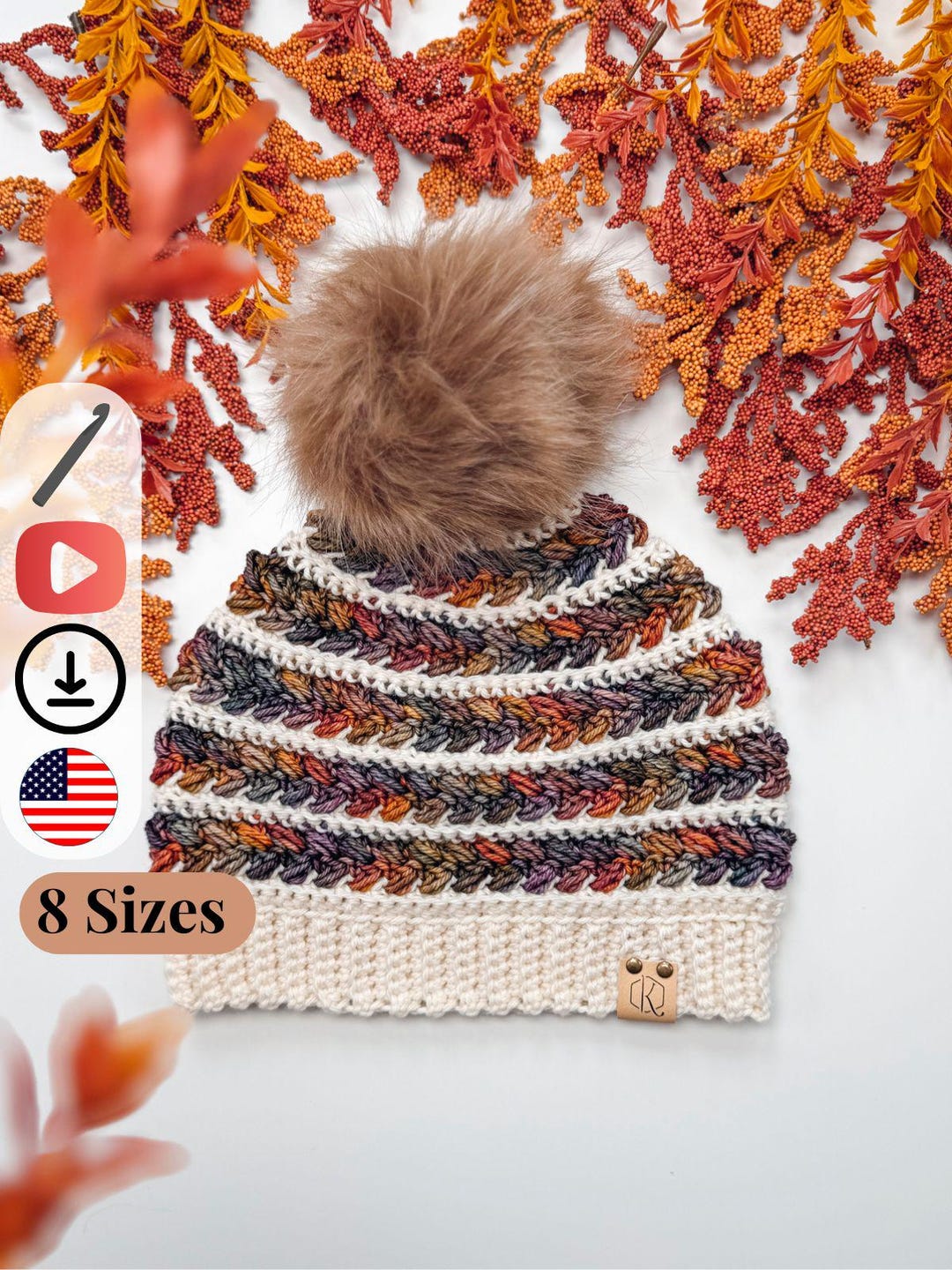 CROCHET PATTERN + VIDEO Textured Wheat Stitch™ Hat Crochet Pattern + Video Tutorial Puff Stitch ...