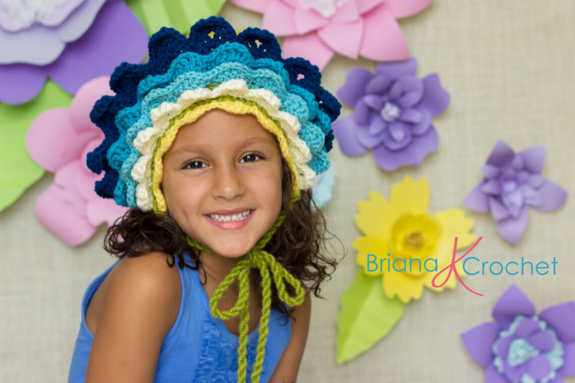 Flower Bonnet Crochet PATTERN Instant Download Newborn to | Etsy