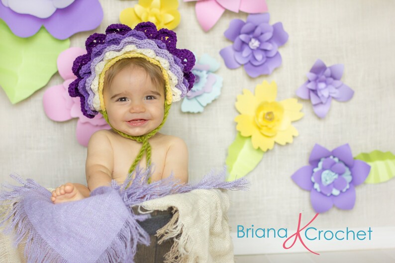 Flower Bonnet Crochet PATTERN Instant Download Newborn to | Etsy