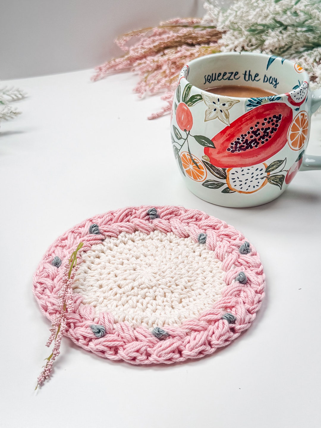 CROCHET PATTERN + VIDEO Crochet Wreath Ornament & Coaster, Christmas Decor, Holiday Decor ...