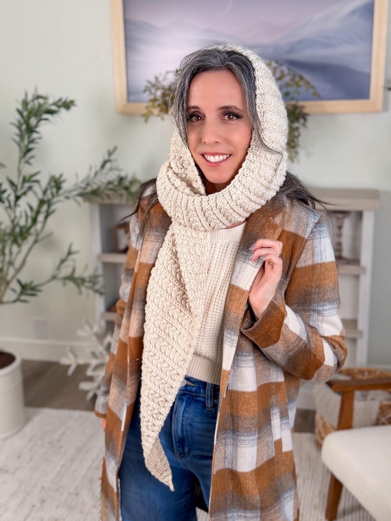 CROCHET PATTERN + VIDEO Wheat Stitch™ Hooded Scarf Crochet Pattern Hood ...