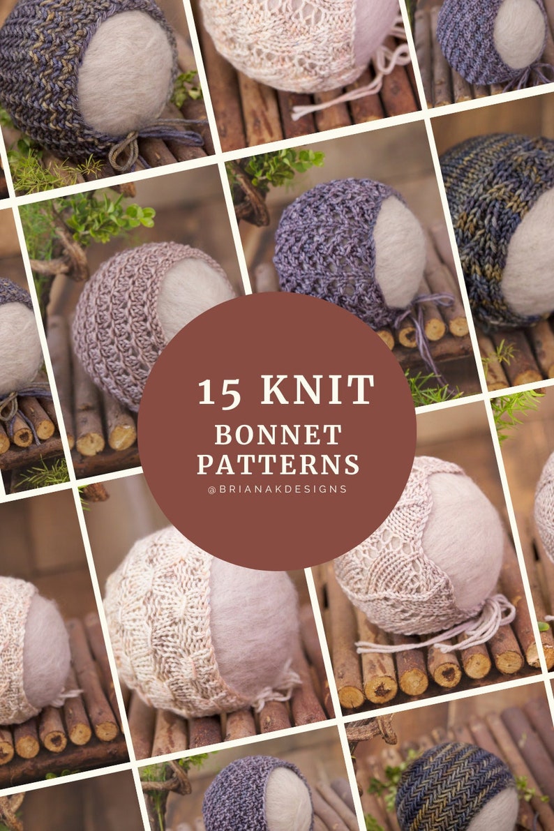KNIT PATTERN 15 Newborn Knit Bonnet Pattern Collection. Instant ...