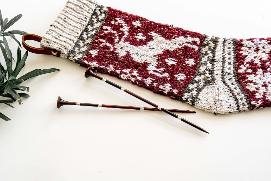 KNIT PATTERN + VIDEO Prancing Deer Knit Stocking Pdf Knit Pattern ...