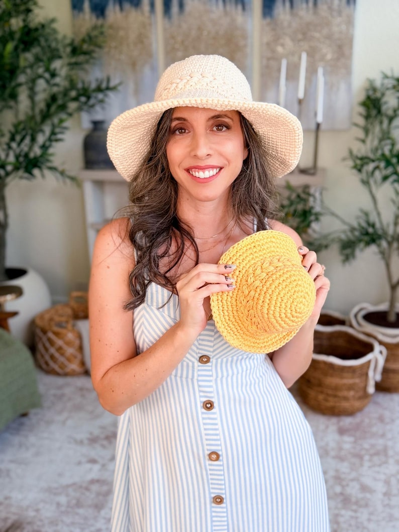 CROCHET PATTERN + VIDEO Wheatfield Sun Hat | Wheat Stitch Brim | 7 ...