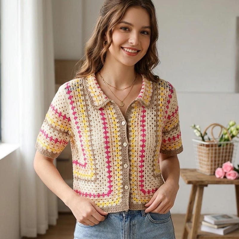 Open Knit Collar Shirts - Etsy