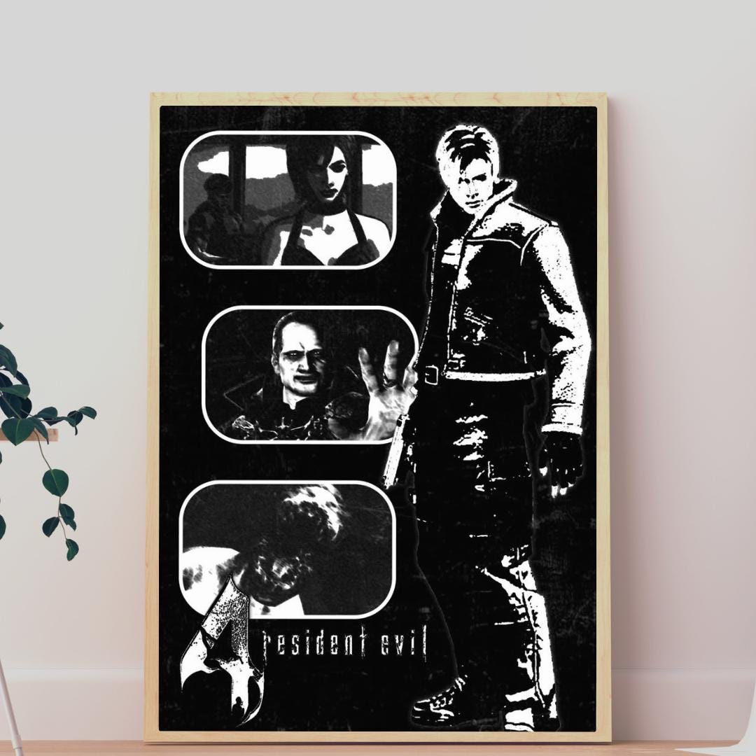 Resident Evil 4 Poster, Leon Kennedy Wall Art, Horror Game Print Room ...