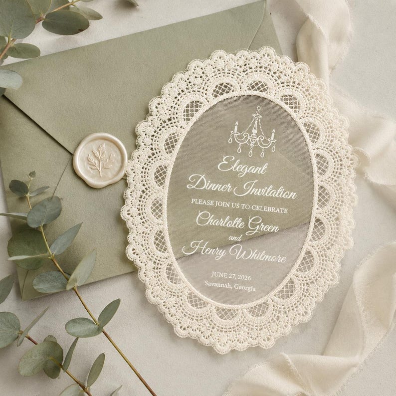 Lace Save the Date, Personalized Lace Wedding Invitation, Custom ...