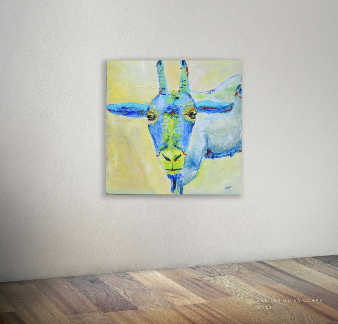 20X20 Original Blue Goat Acrylic on Canvas - Etsy