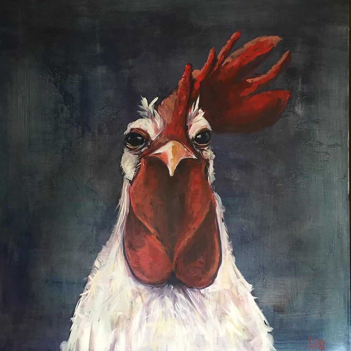 30X30 Original Chicken Painting Mona | Etsy