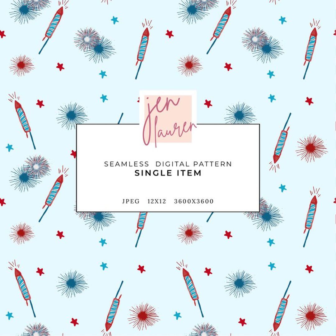 Festive Firework Burst Pattern: 4th of July Digital Paper (12x12 JPEG ...