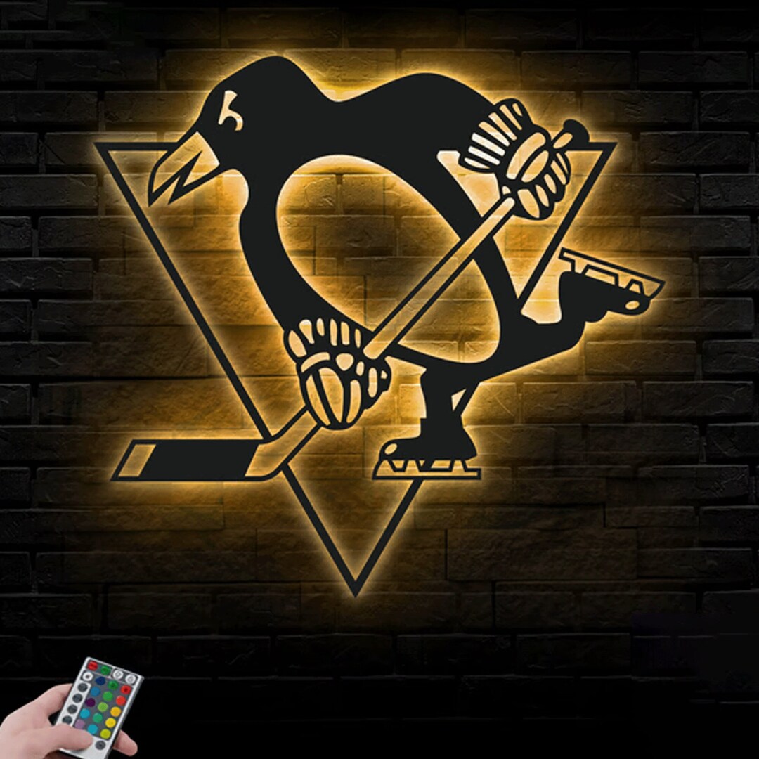 Pittsburgh Penguins Led Sign, NHL Logo Metal Led Wall Sign, Metal Logo ...