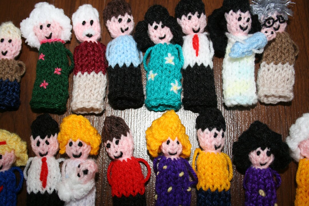 5 X Random People Finger Puppets. Hand Knitted in Australia by Myself ...
