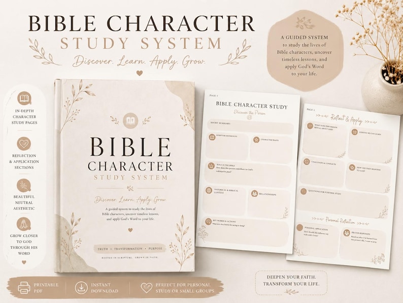 Bible Character Study Printable PDF | Bible Study Journal, Character ...