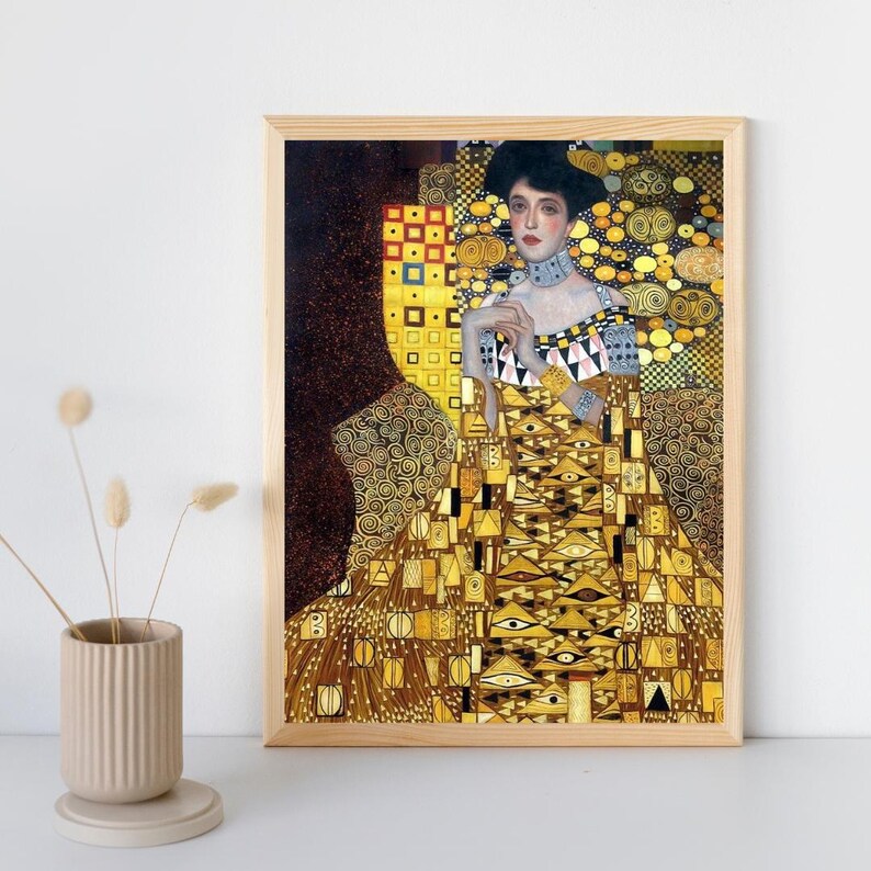 Klimt Adele Gold Portrait Poster, Woman in Gold Art Print, Maximalist ...