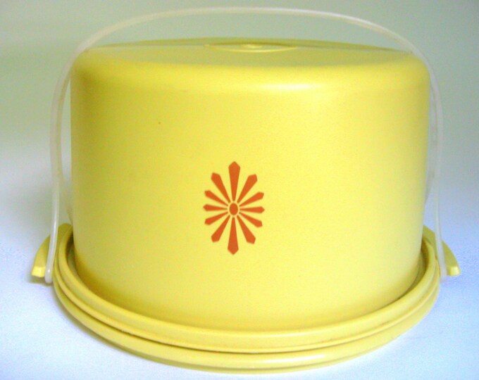 Vintage 1970's Tupperware Cake Saver in Yellow With Handle & Flower ...