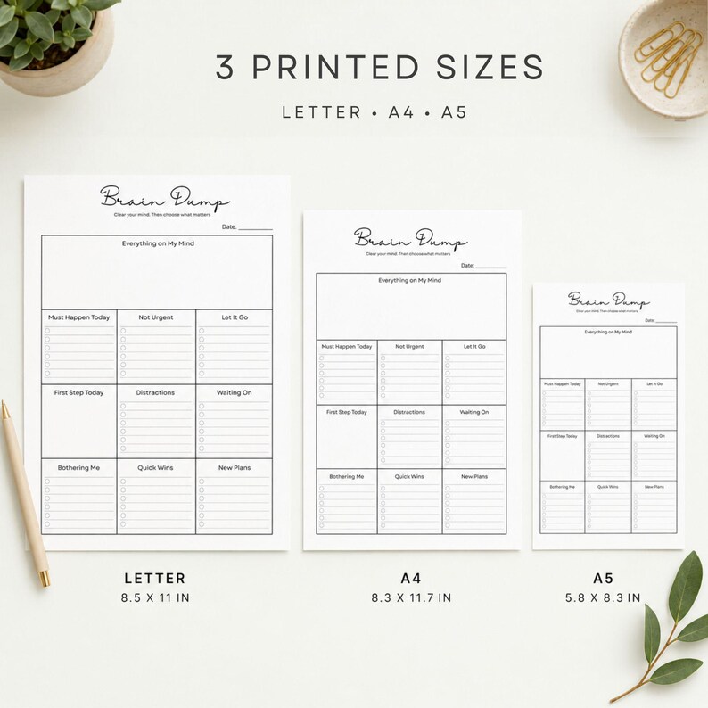 Brain Dump Printable PDF | ADHD Brain Dump Planner | Daily Thoughts ...