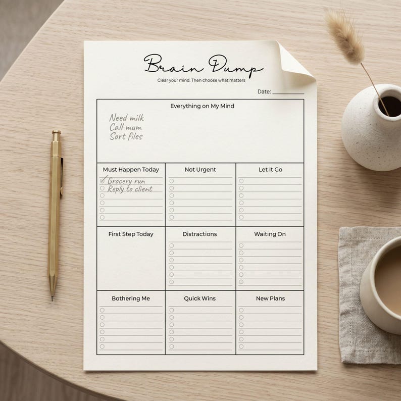 Brain Dump Printable PDF | ADHD Brain Dump Planner | Daily Thoughts ...