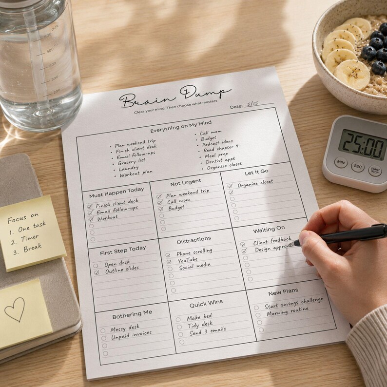 Brain Dump Printable PDF | ADHD Brain Dump Planner | Daily Thoughts ...