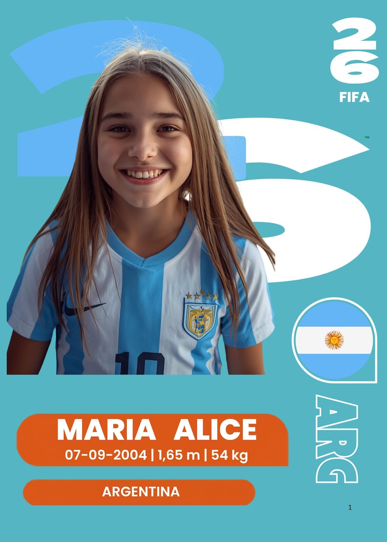 Custom 2026 Soccer Player Card, Personalized Football Stats Card Print ...