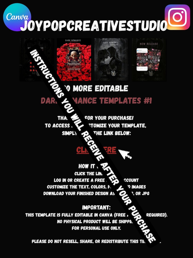 Dark Romance Canva Templates 25+ Editable Designs Booktok Content ...