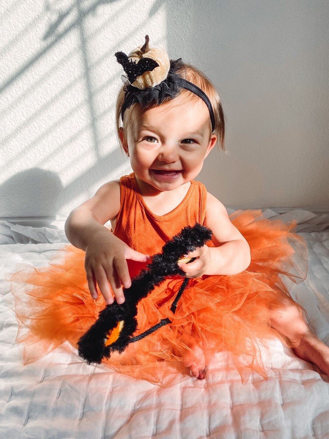 Moon Yellow Pumpkin & Bat Ballerina Clip or Nylon Headbandautumn ...