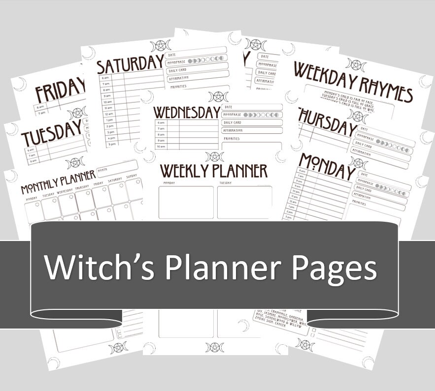 Witch's Planner Pages. Witch, Pagan, Druid, Witchy, Printables, Book of ...