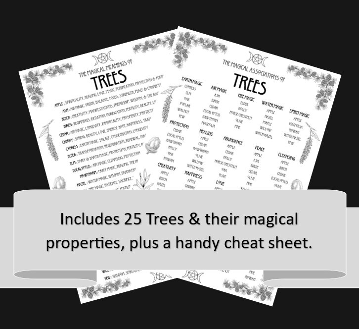 Magical Properties of Trees Grimoire Page, Plus Handy Cheat Sheet. Green Witch, Pagan, Druid ...
